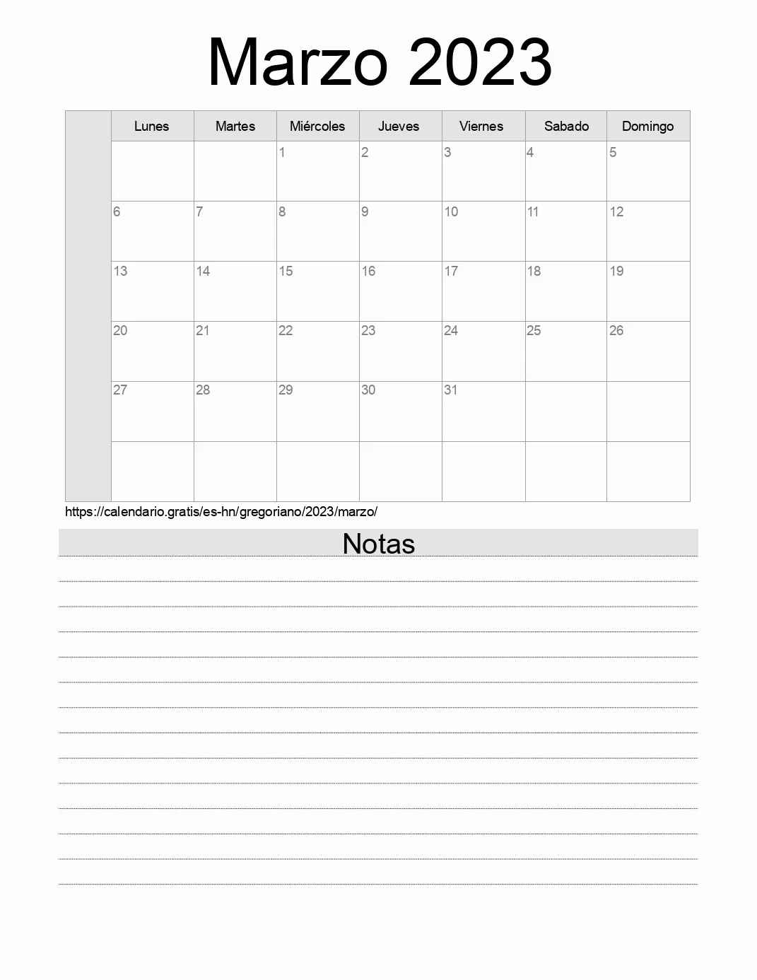 Calendario Marzo 2023 de Honduras en español: Festivos y fase lunar